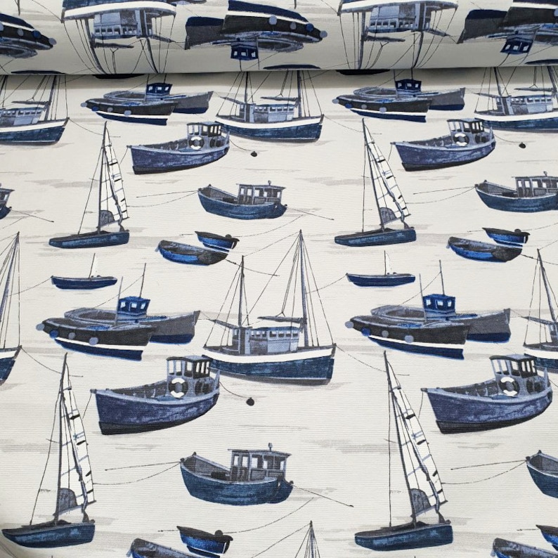 Boat Fabric Nautical Upholstery Fabric Blue Ocean Fabric - Etsy