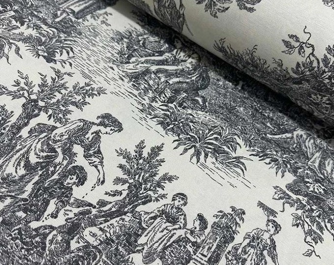Toile De Jouy Fabric Country Dogs Toile Gray by Vinpauld Landscape Dogs ...