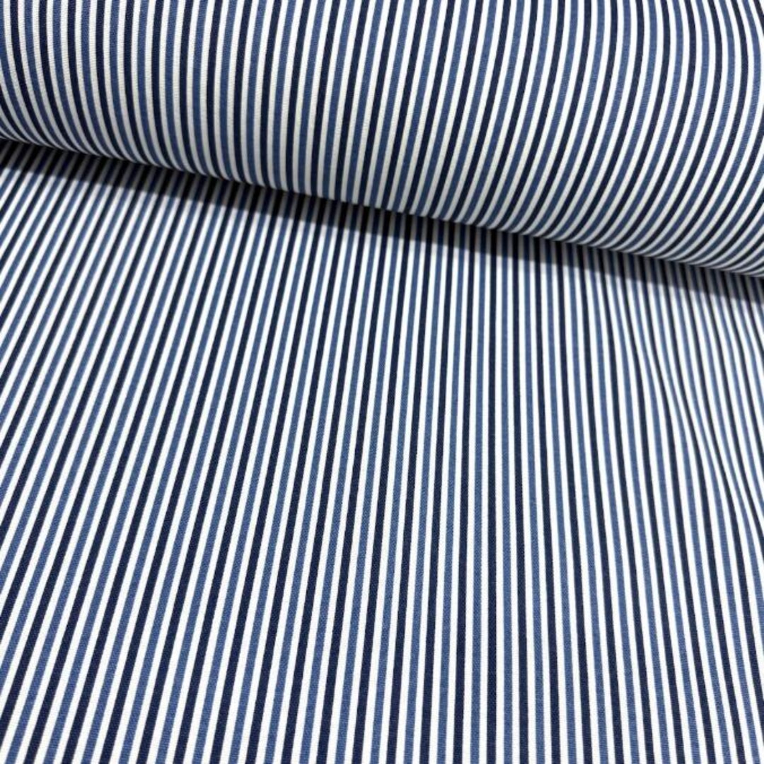 Navy Stripe Upholstery Fabric, Blue Pinstripe Fabric, Cotton Ticking ...