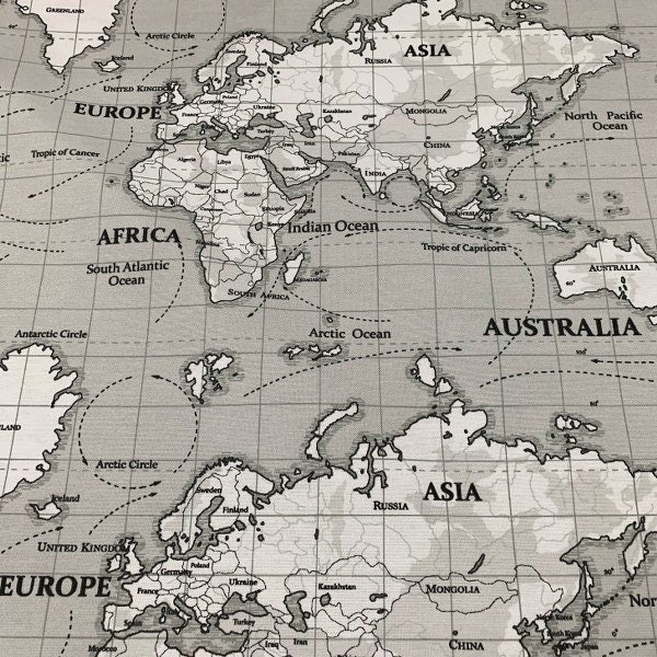 World Map Fabric - Etsy