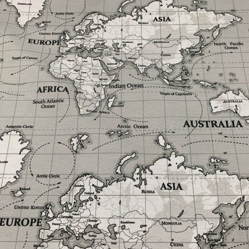 World Map Fabric - Etsy