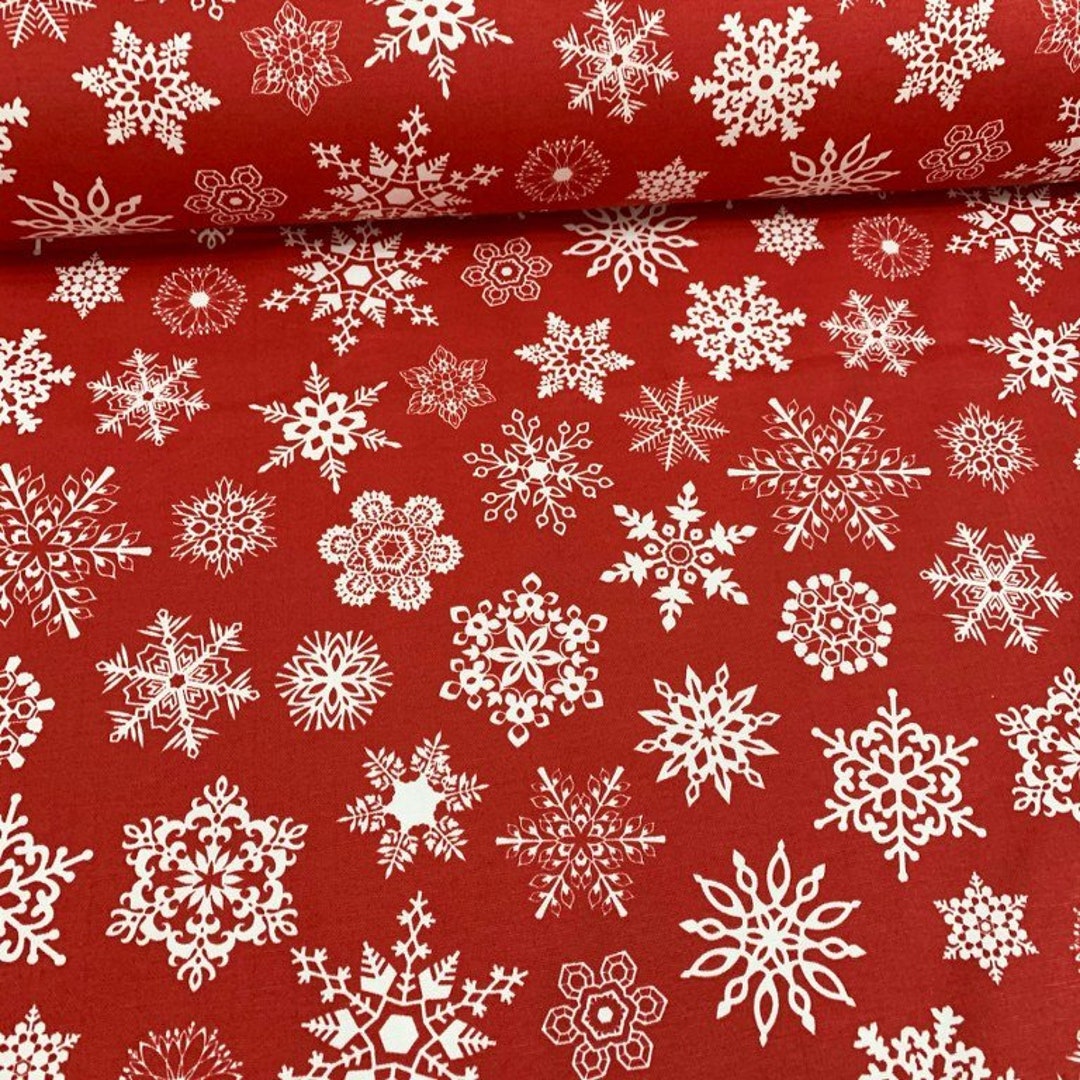 Roter Schneeflocken Stoff, Polsterstoff Weihnachten Meterware ...