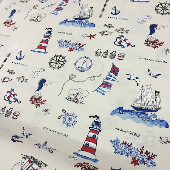 Nautical Fabric Boat Fabric Marine Fabric Lighthouse | Etsy