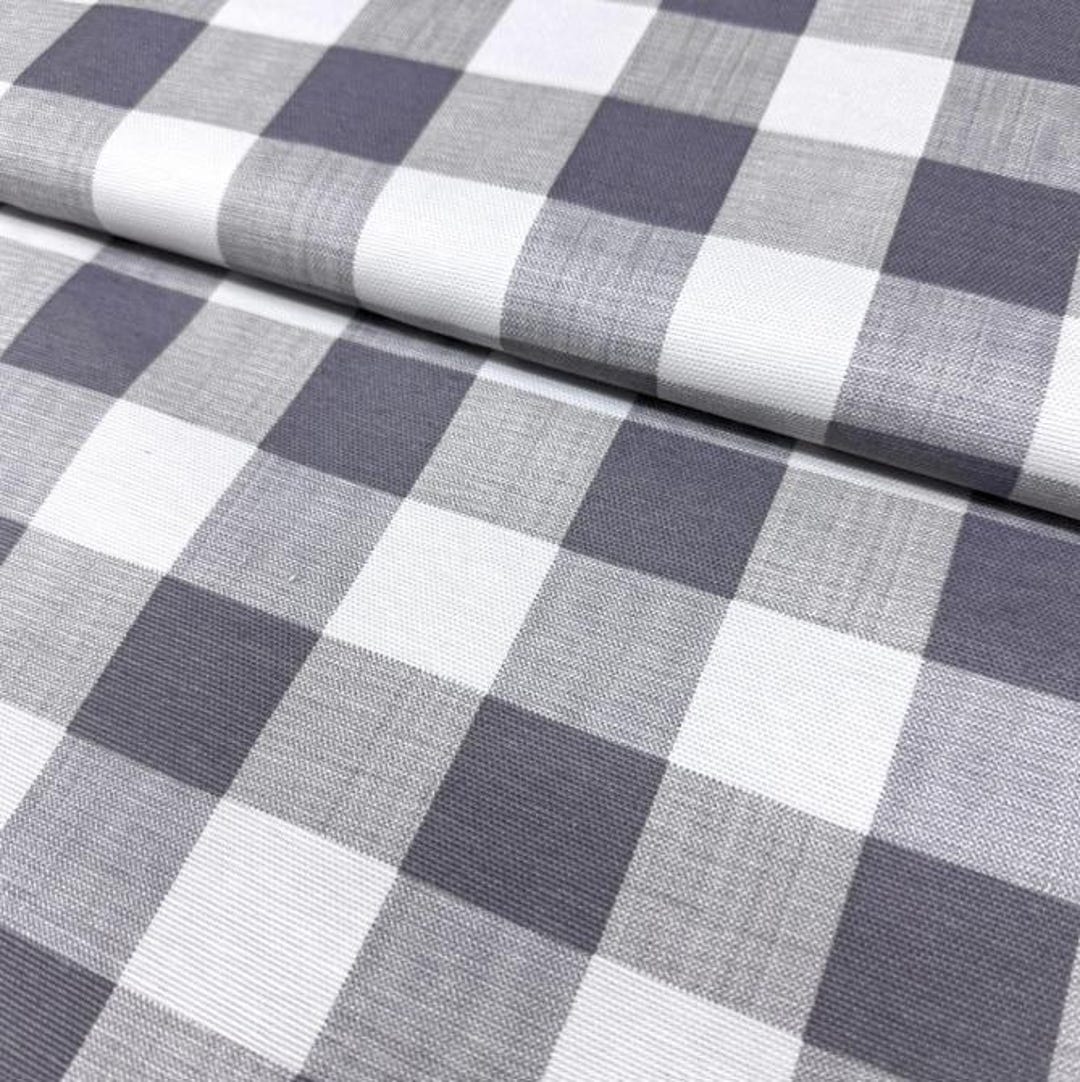 Gray Buffalo Check Fabric, Buffalo Plaid Upholstery Fabric, Grey and ...