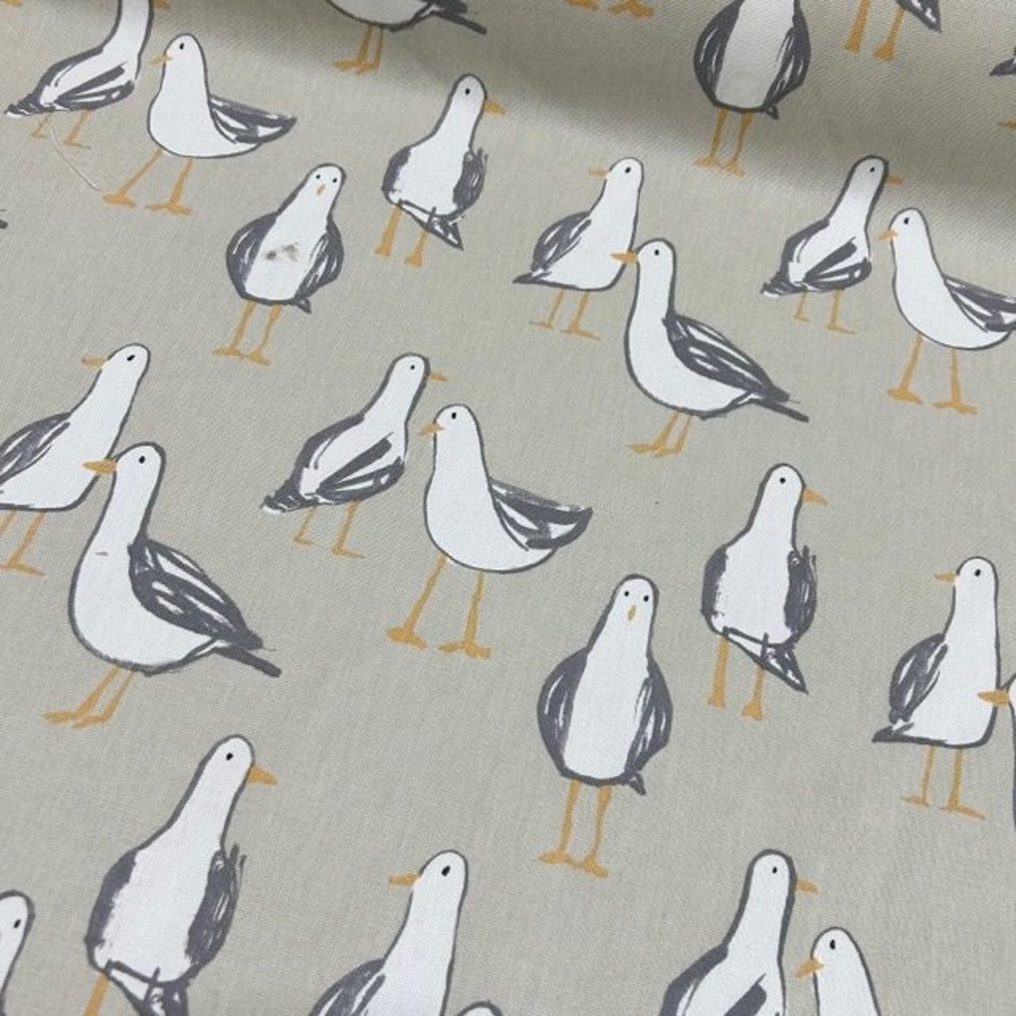 Seagull Fabric, Bird Upholstery Fabric, Duck Egg Fabric, Blue Animal ...