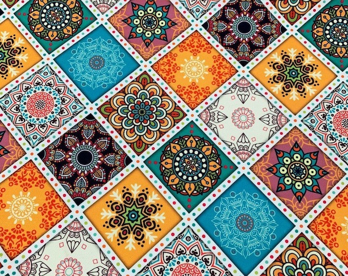 Spanish Tiles Fabric Viva España by Cassiopee Traditional Spanish Tiles ...