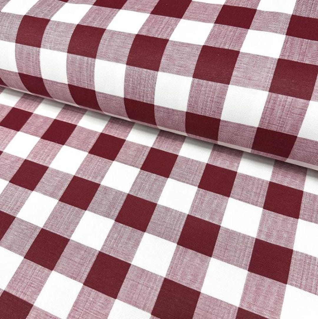 Burgundy Gingham Fabric, Buffalo Check Upholstery Fabric, Wine Red ...