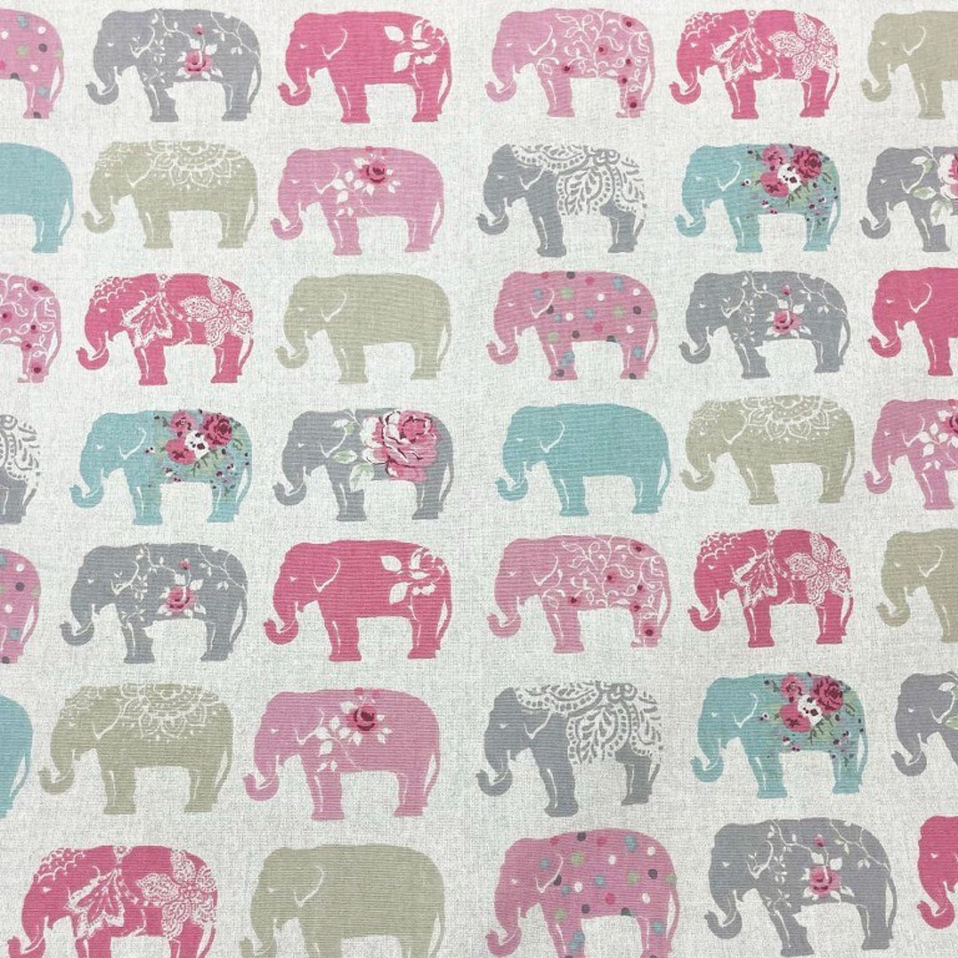 Pink Elephant Print Fabric