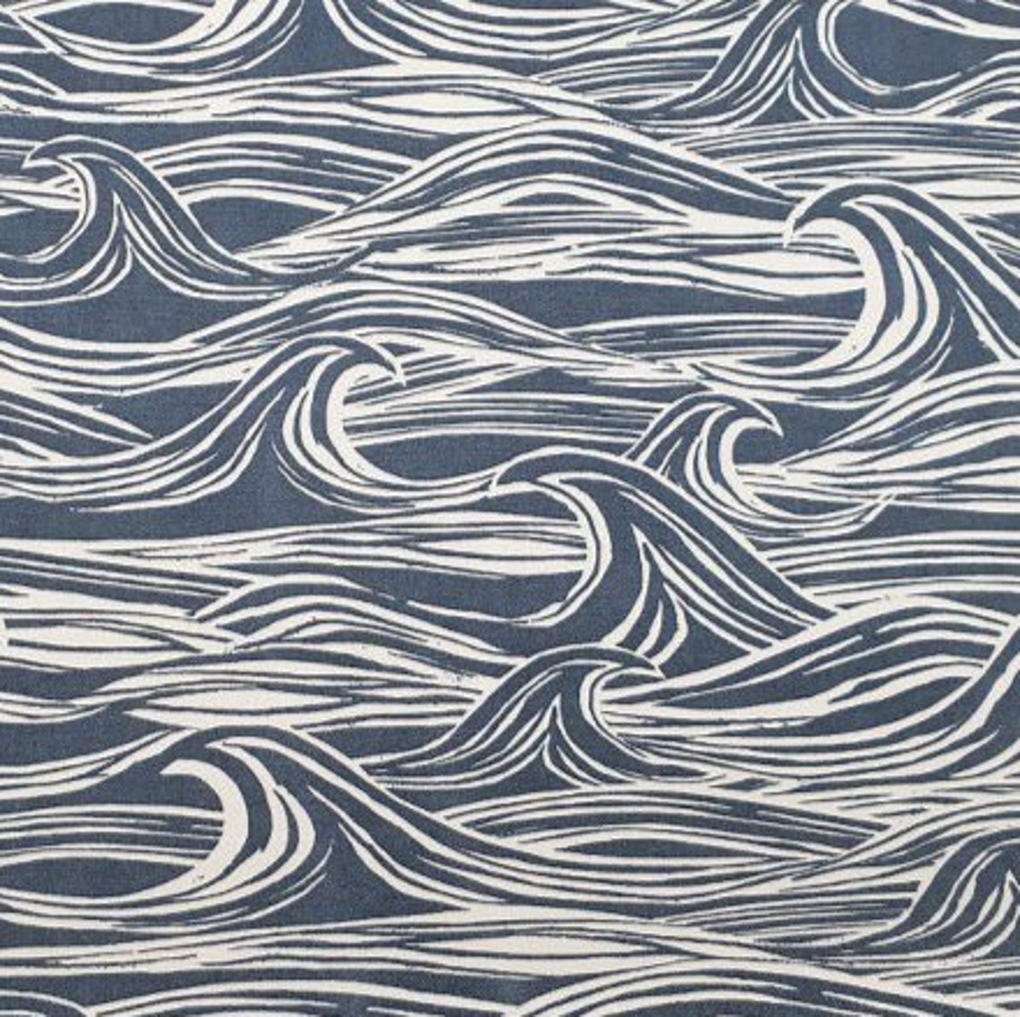 Ocean Fabric, Waves Fabric, Nautical Fabric, Navy Blue Upholstery ...