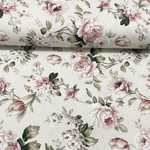 5 Colors Roses Upholstery Fabric by the Yard Cotton Canvas - Etsy