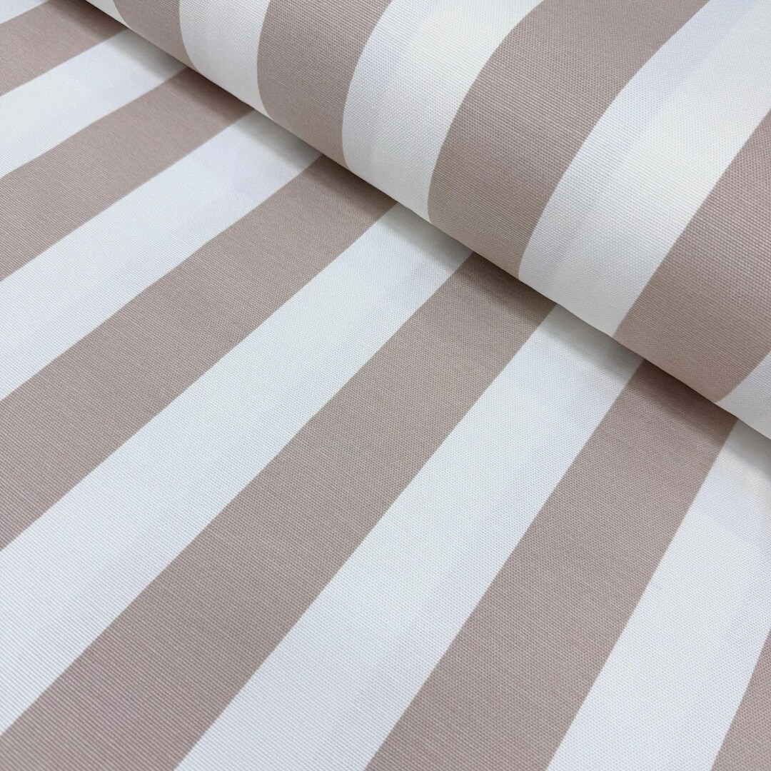 Beige Stripe Upholstery Fabric, Taupe and White Fabric, Tan Stripe ...