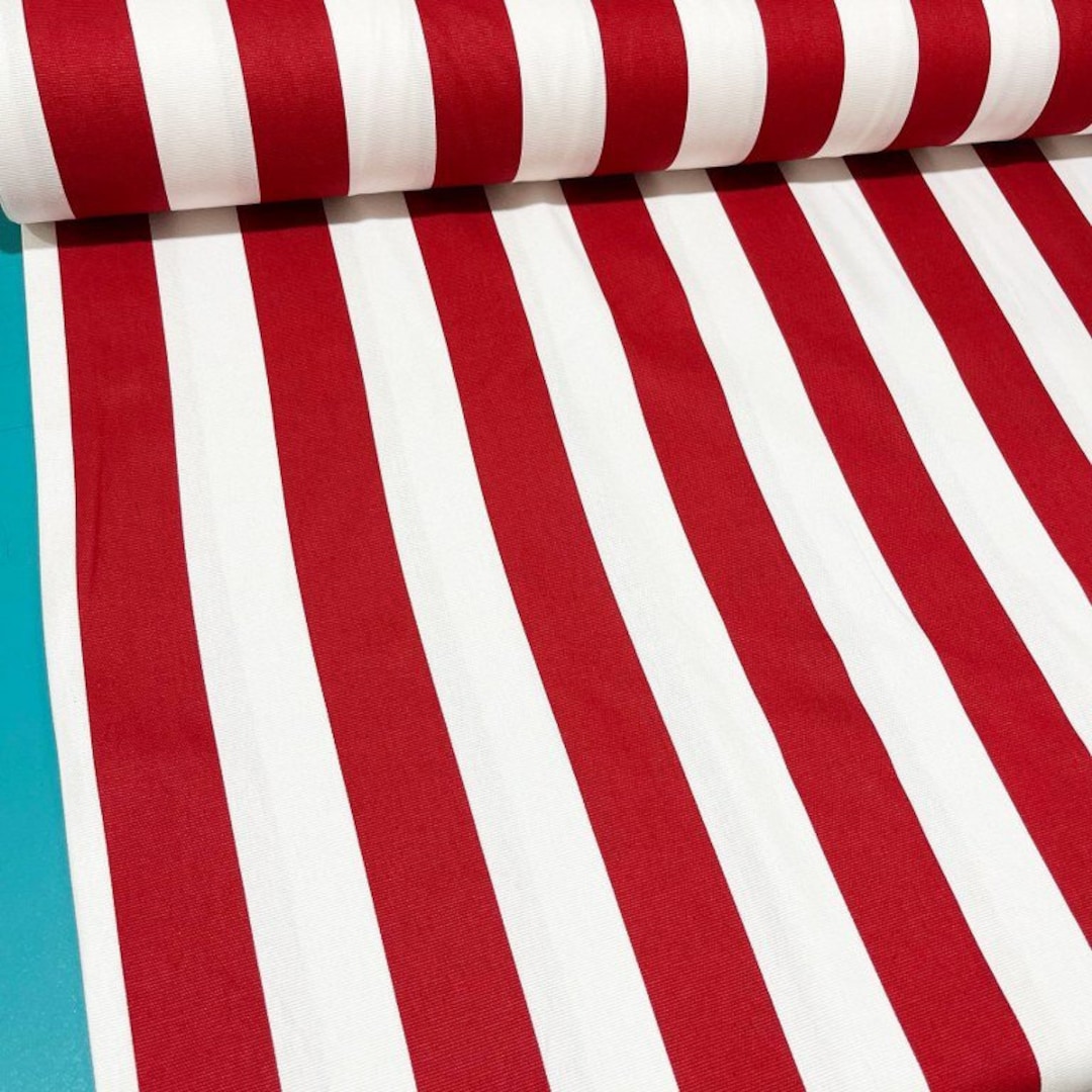 Red White Stripe Fabric, Wide Stripe Fabric, Outdoor Upholstery Fabric ...
