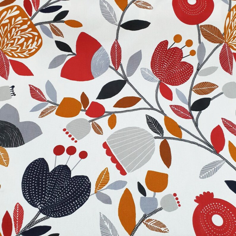 Modern Floral Fabric, Large Flower Fabric, Interior Design Fabric ...