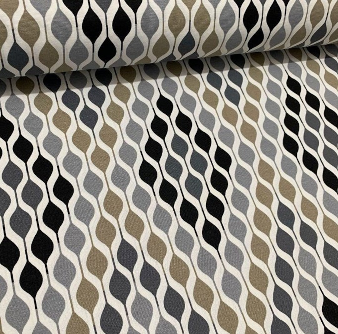 Modern Upholstery Fabric, Geometric Wave Fabric, Abstract Stripe Fabric ...