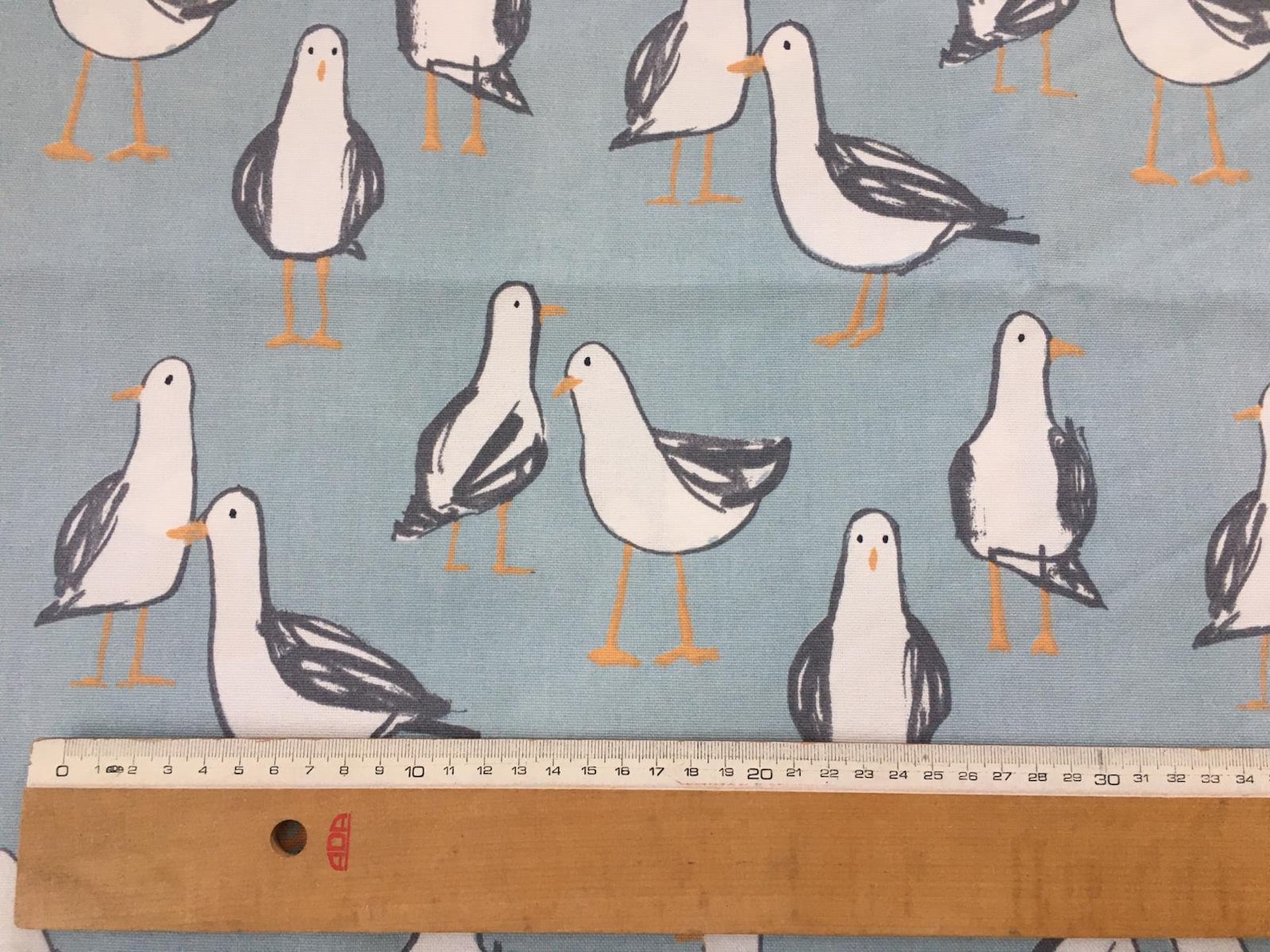 Seagull Fabric, Bird Upholstery Fabric, Duck Egg Fabric, Blue Animal ...