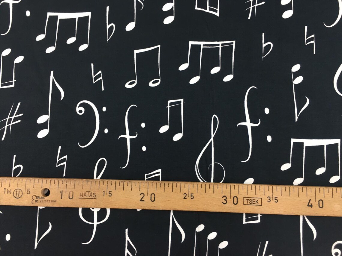 Music Notes Fabric Musical Fabric Monochrome Fabric Black | Etsy Australia
