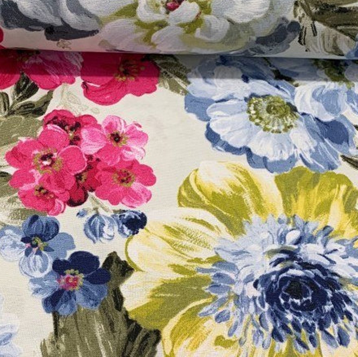 Flower Upholstery Fabric, Large Print Fabric, Floral Curtain Fabric ...
