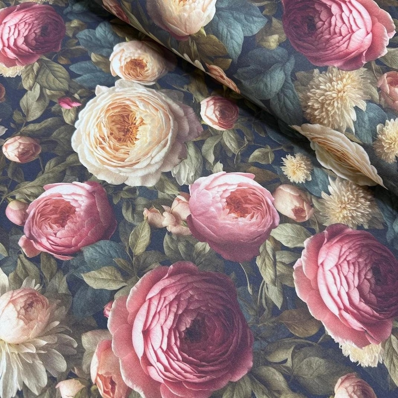 Rose Print Fabric - Etsy
