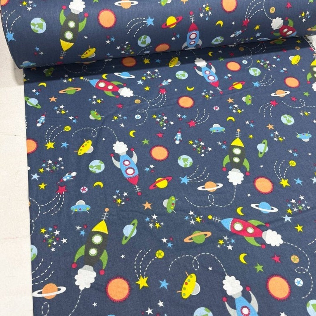 Space Fabric Cotton, Planet Fabric, Fabric for Kids Mask, Nursery ...