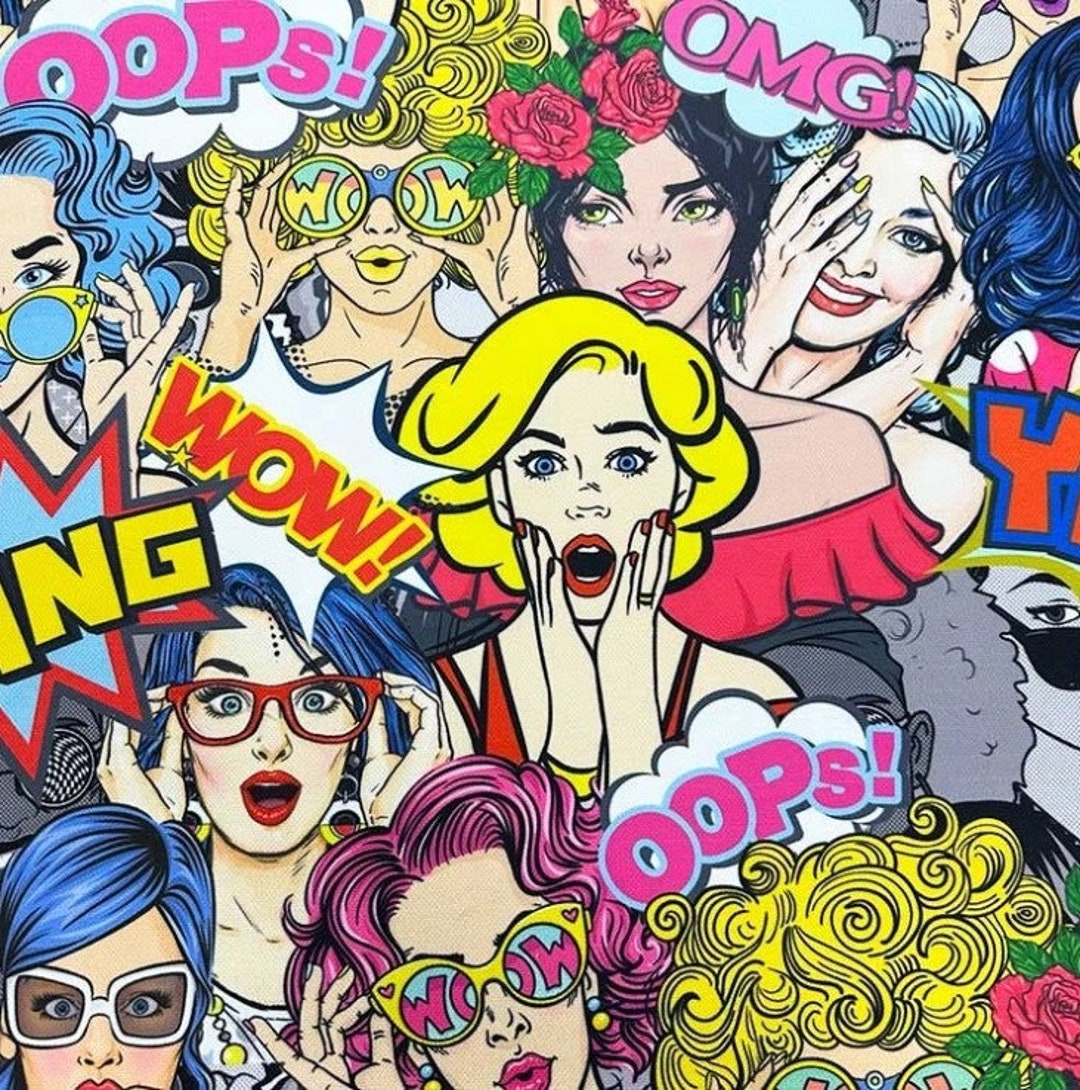 Pop Art Fabric, Comic Book Fabric, Girl Power Fabric, Pin up Girls ...