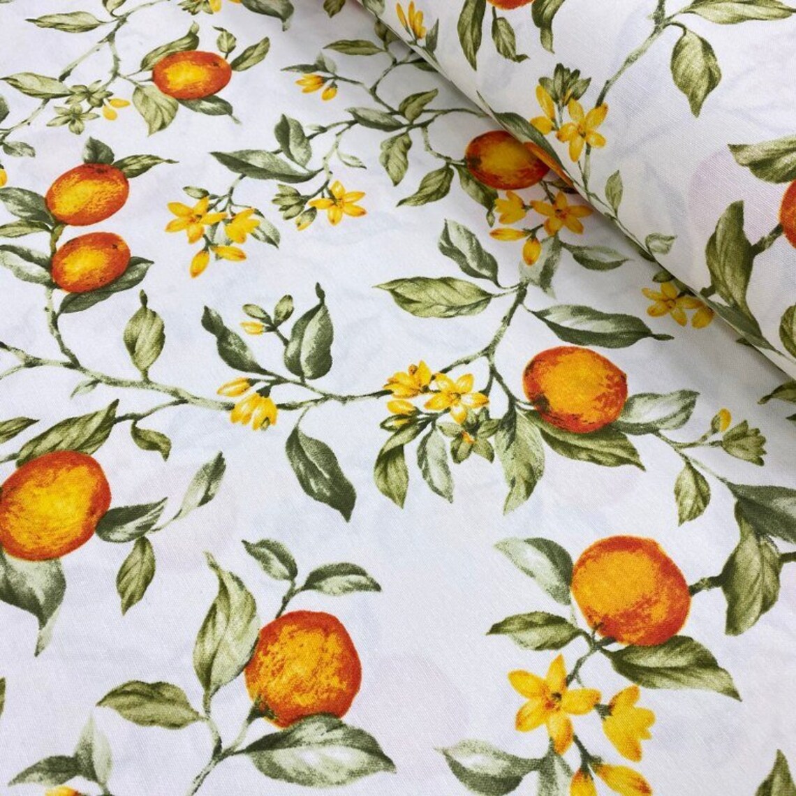 Orange Fruit Fabric, Outdoor Decor Fabric, Garden Upholstery Fabric ...