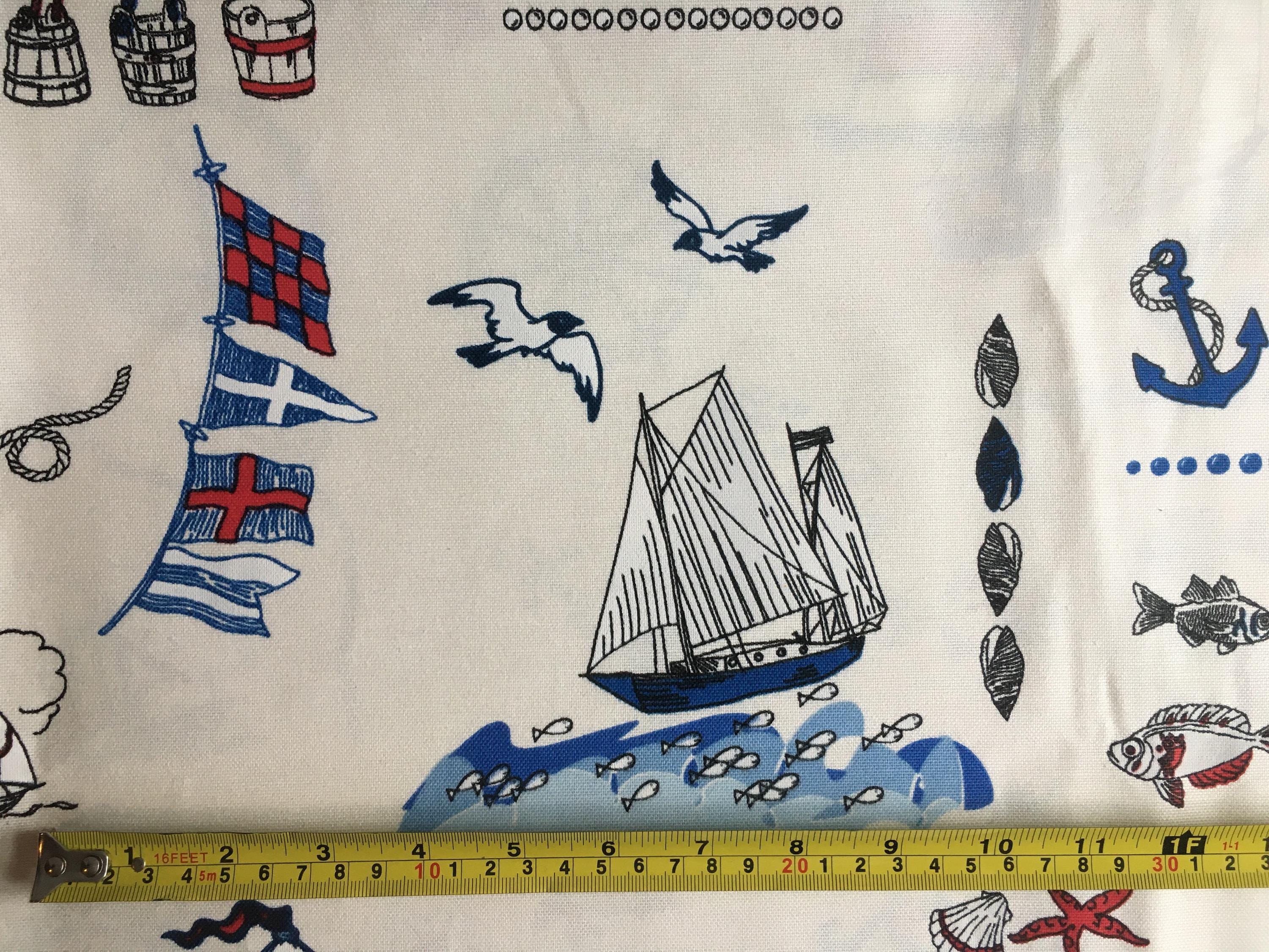 Nautical Fabric, Boat Fabric, Marine Fabric, Lighthouse Fabric, Blue ...