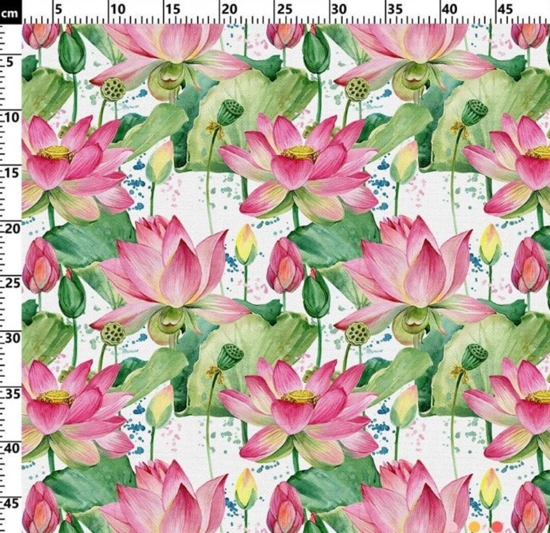 Lotus Flower Fabric, Water Lily Fabric, Pink Floral Upholstery Fabric ...