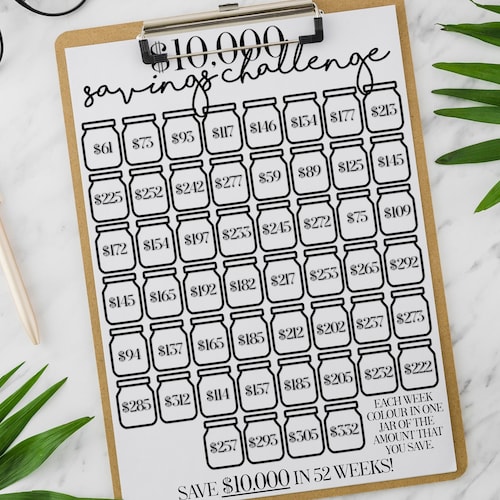 10000 Money Challenge Tracker Printable Savings Challenge - Etsy