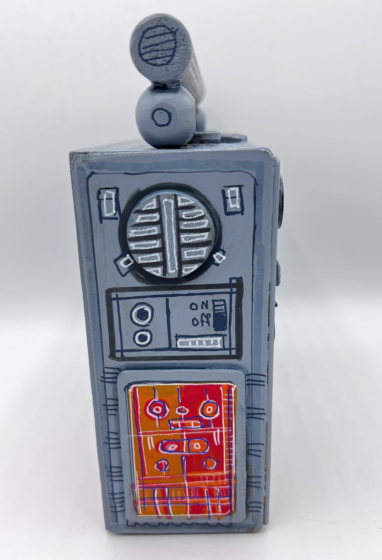 Pop Art Boombox Sculpture: Hand-painted Skeleton Robot Art - Etsy