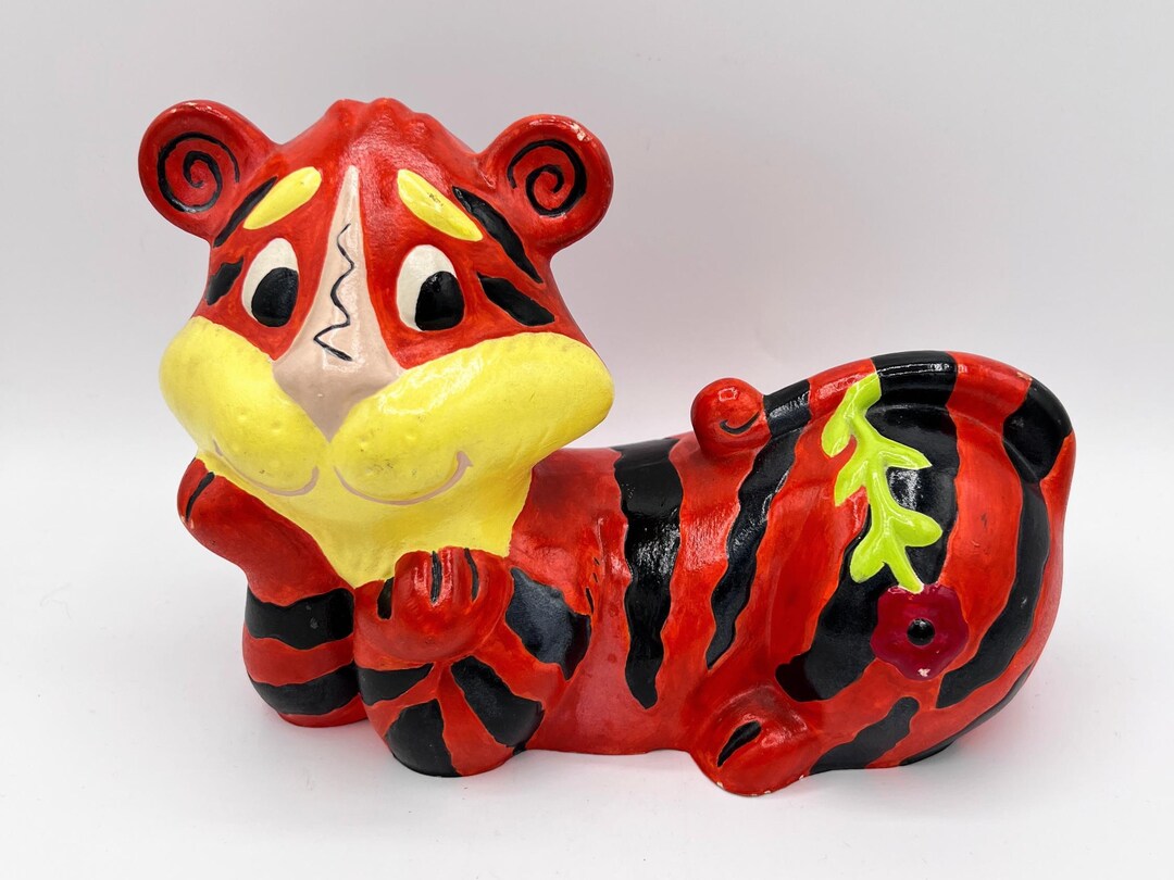 Vintage Tiger Bank 1970s Striped Tiger Bank Groovy Tiger Decor ...