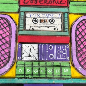 Pop Art Boom Box OOAK Artist Signed 1980s Music Art Artisan Made Wood ...