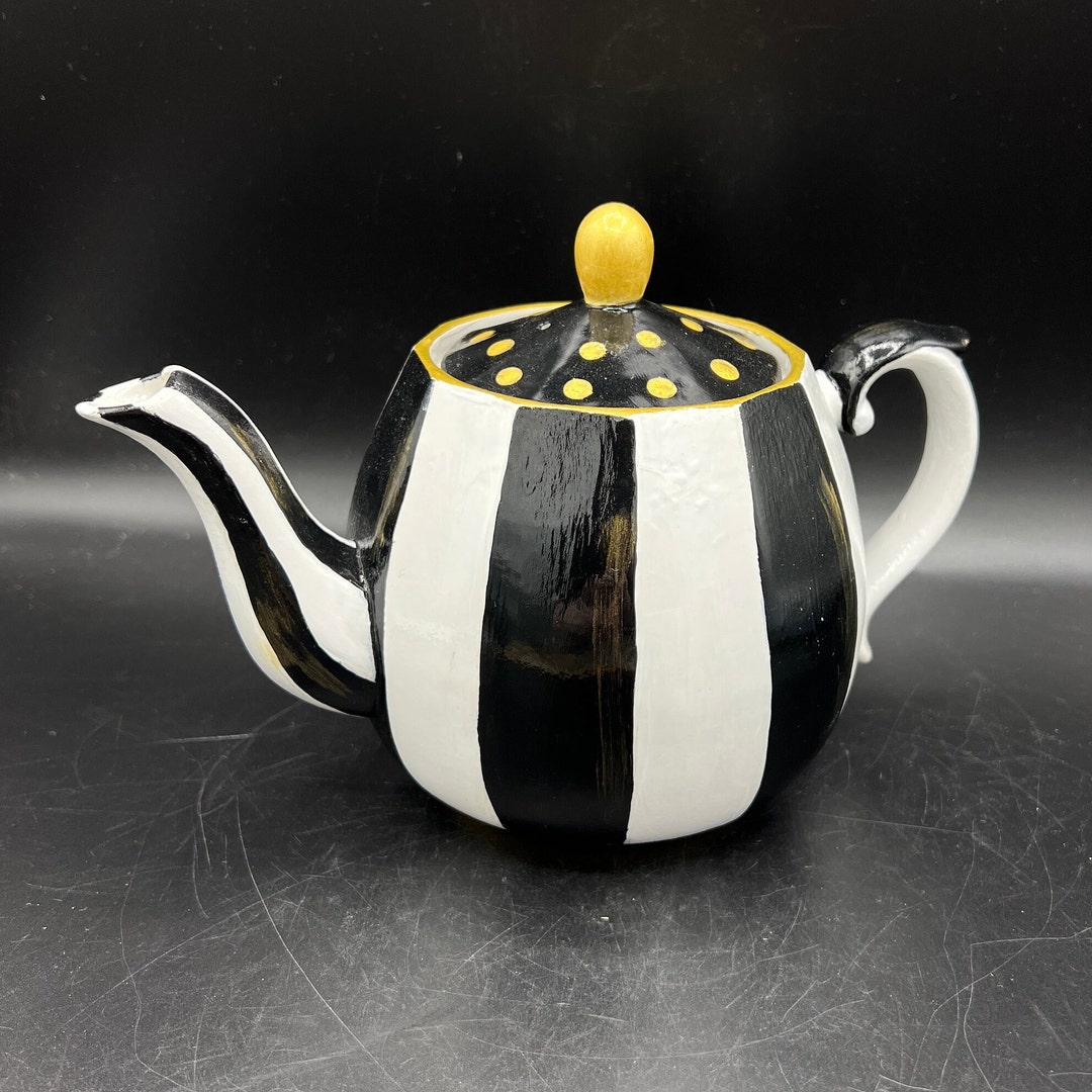 Vintage Ellgreave England Teapot Courtly Stripe Style Teapot Upcycled ...