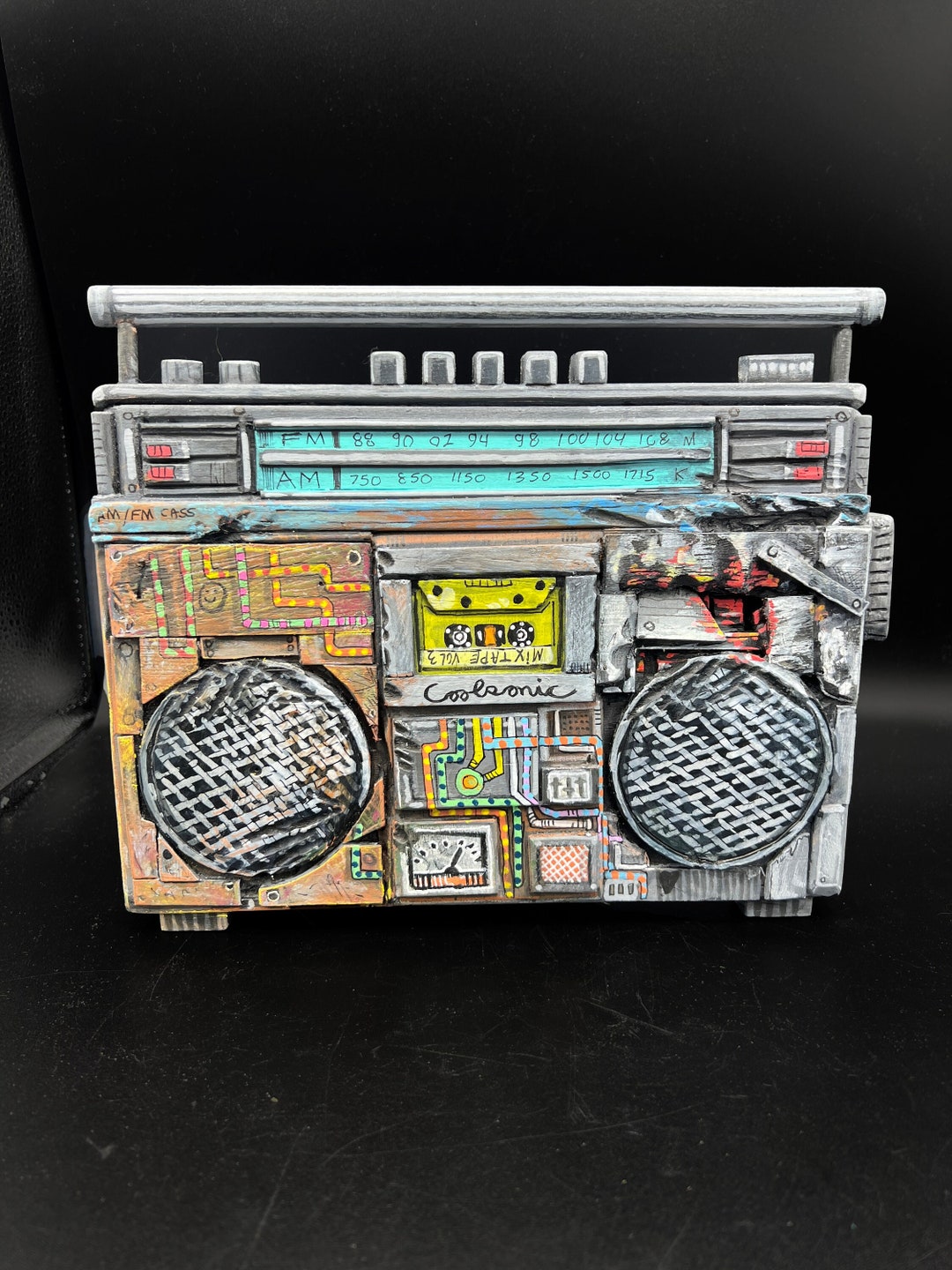 Artisan Pop Art Boom Box Art OOAK Collector Gift Boom Box Sculpture ...
