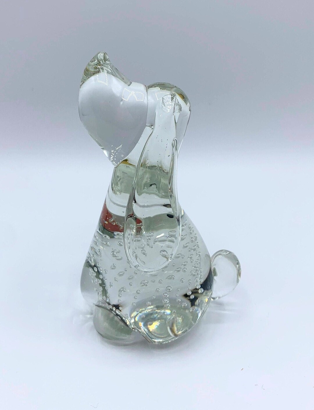 Vintage Dog Paperweight Vtg Art Glass Dog Bullicante Controlled Bubbles ...
