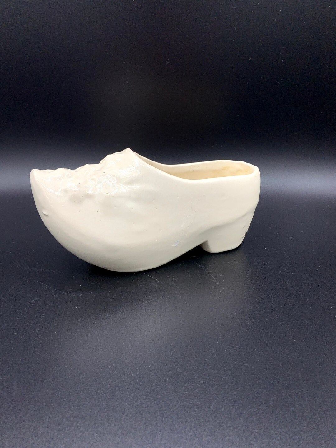 Vintage White Dutch Clog Planter With Floral Decoration, Vintage ...