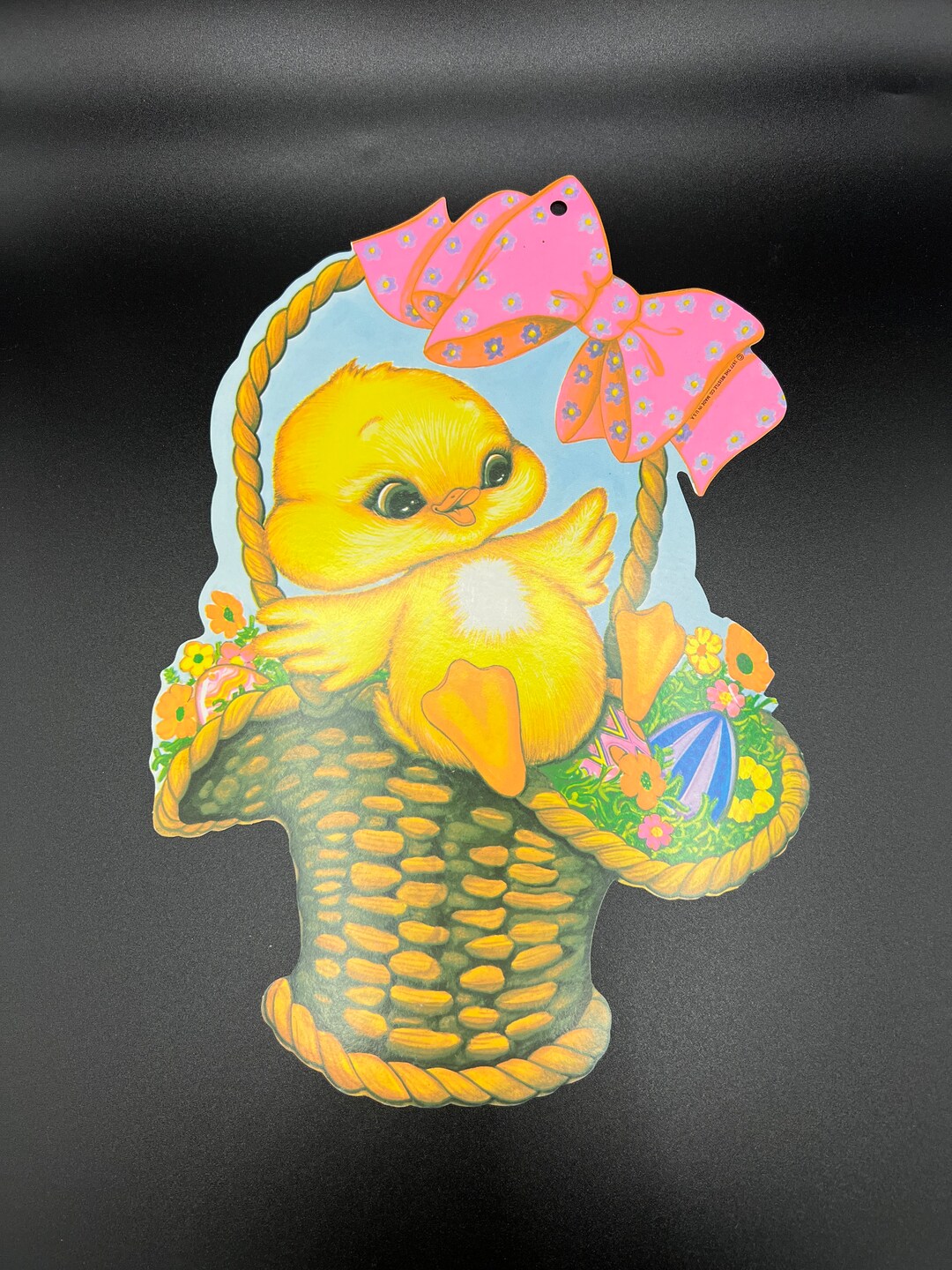Vintage 1977 Beistle Easter Chick Die Cut, Easter Chick on Basket With ...