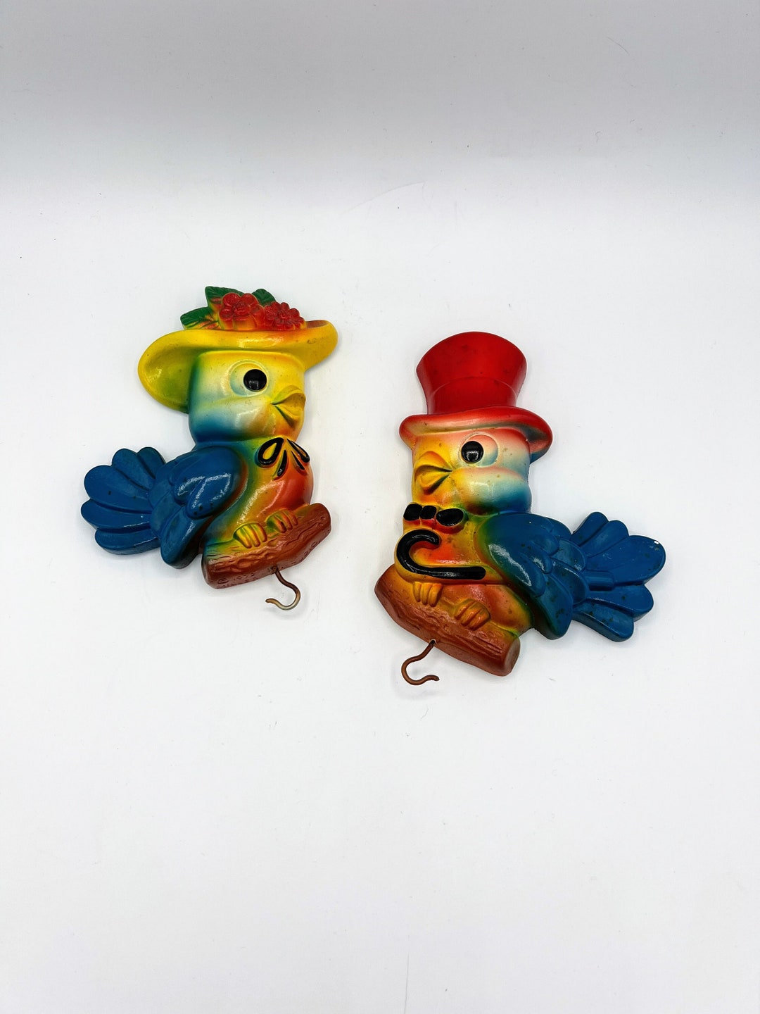 1972 Miller Studio Anthropomorphic Blue Bird Couple Chalkware Wall ...