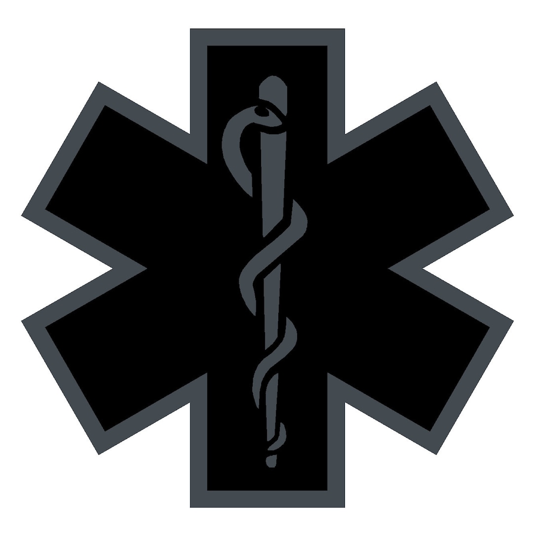 Black Subdued Reflective Vinyl Star of Life Car or Fire Helmet Decal ...