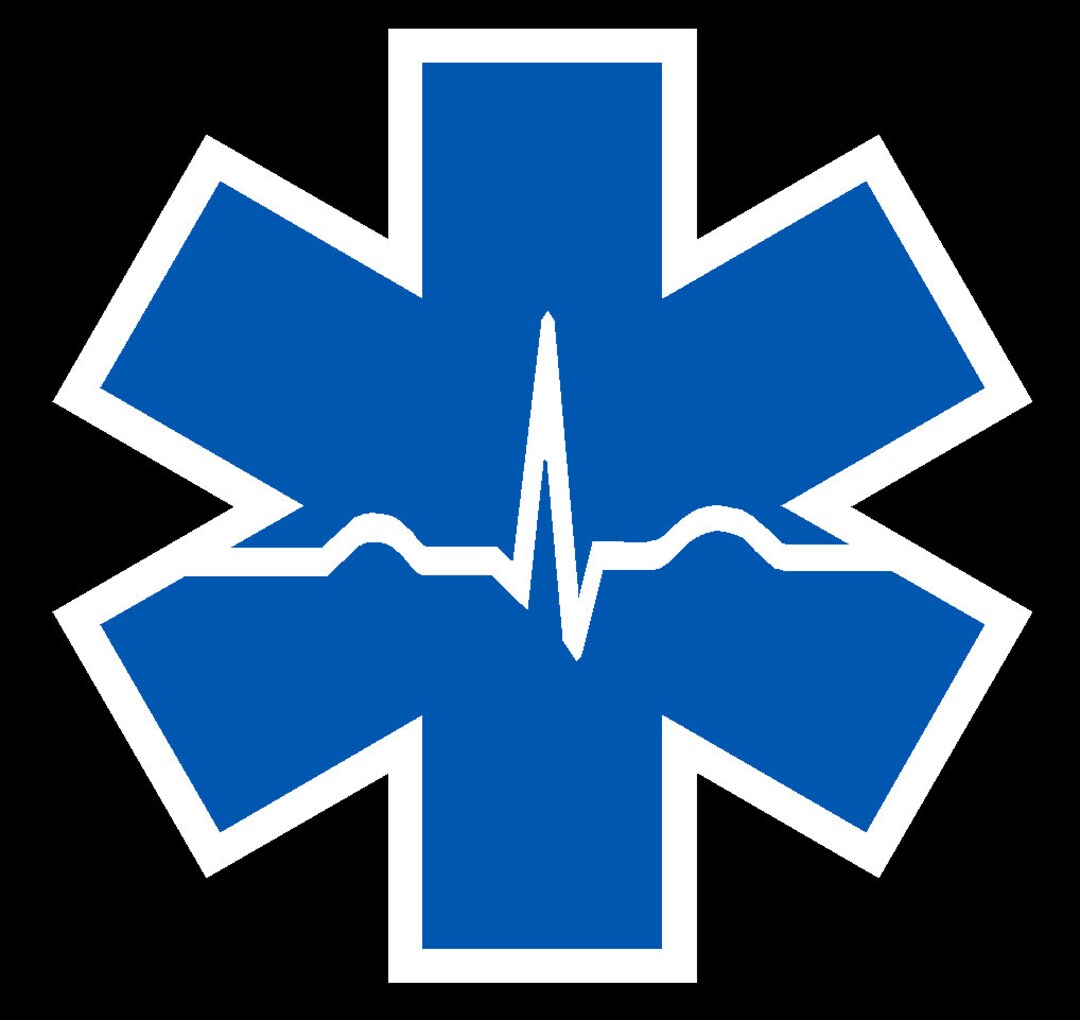 Blue Reflective Vinyl Cardiac Star of Life Car or Fire Helmet Decal ...