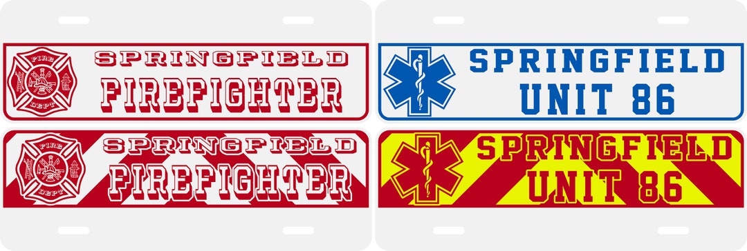 Custom Half License Plate Topper Reflective 4x12 Fire EMS Top or Bottom ...
