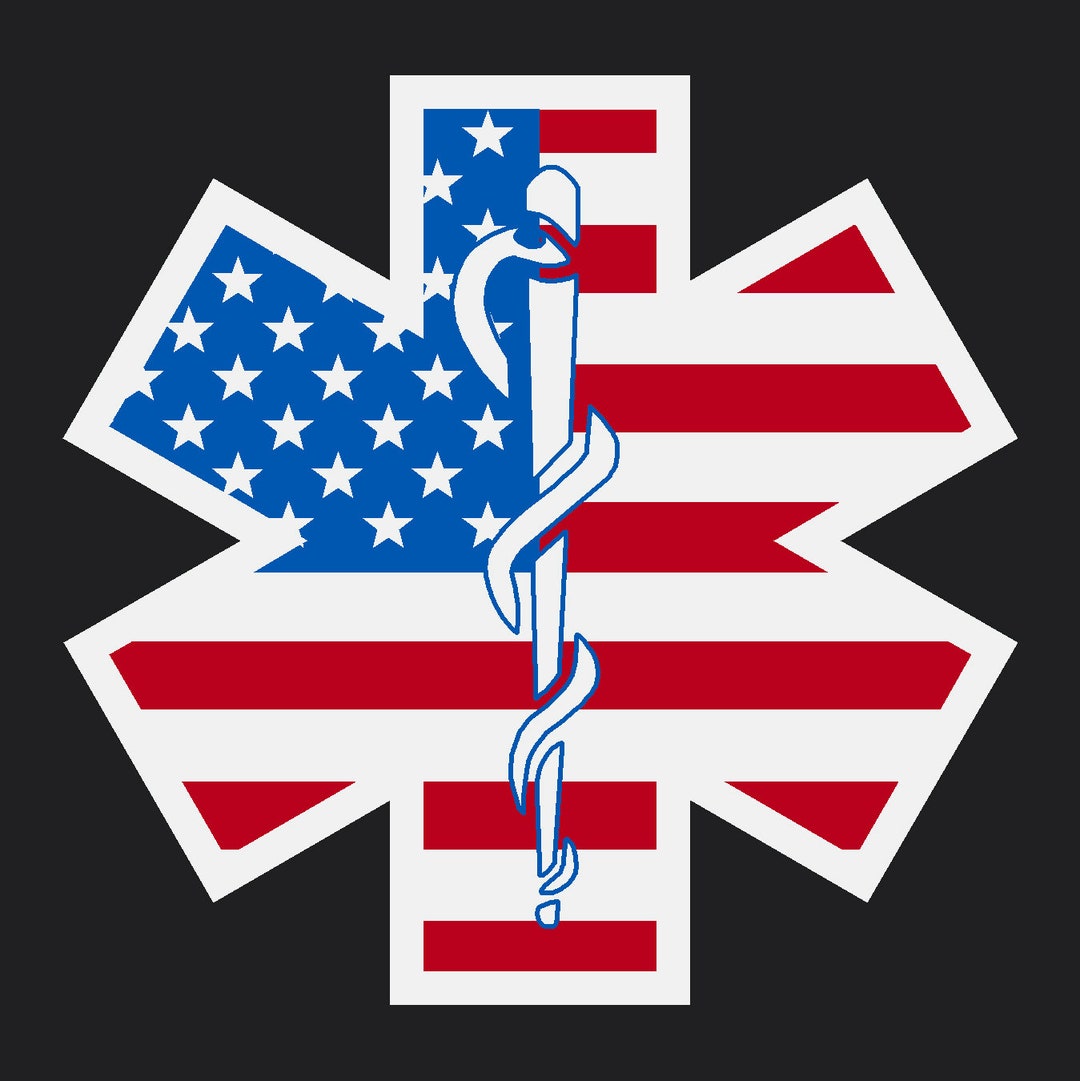 Reflective Vinyl American Flag Star of Life Car or Fire Helmet Decal ...