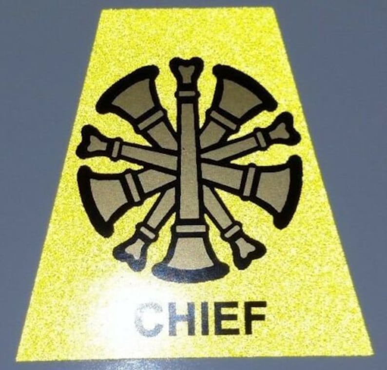 Reflective Fluorescent Yellow Rank Bugles Fire Helmet Tetrahedron You ...