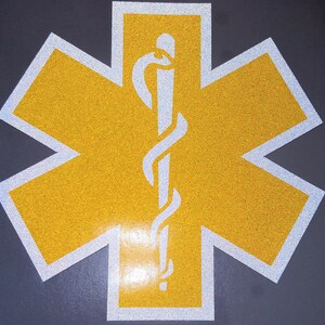 Yellow Reflective Vinyl Star of Life Car or Fire Helmet Decal Multiple ...