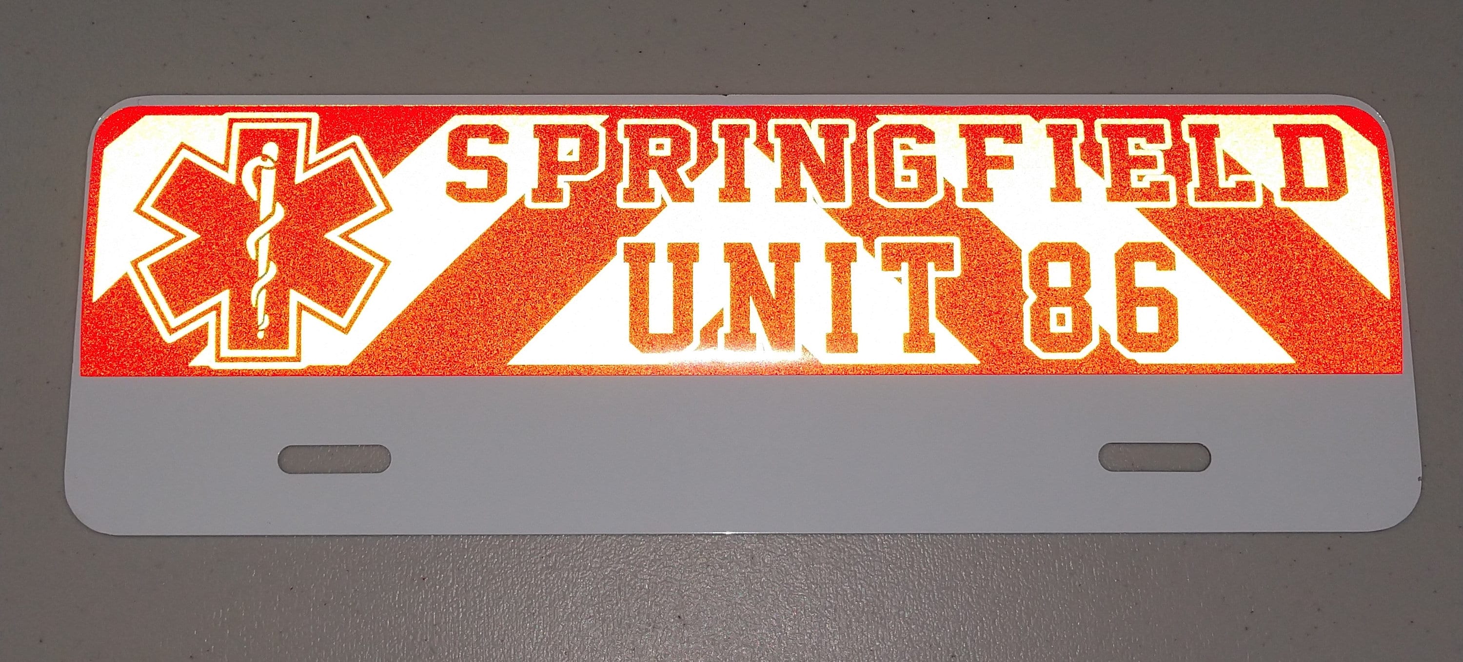 Custom Half License Plate Topper Reflective 4x12 Fire EMS Top or Bottom ...