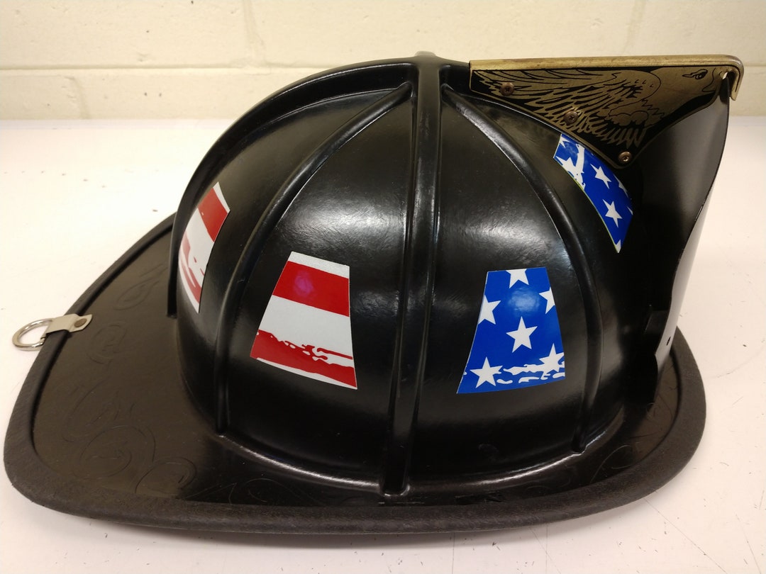 8 Reflective Tattered Worn, Red White and Blue Fire Helmet Tetrahedrons ...
