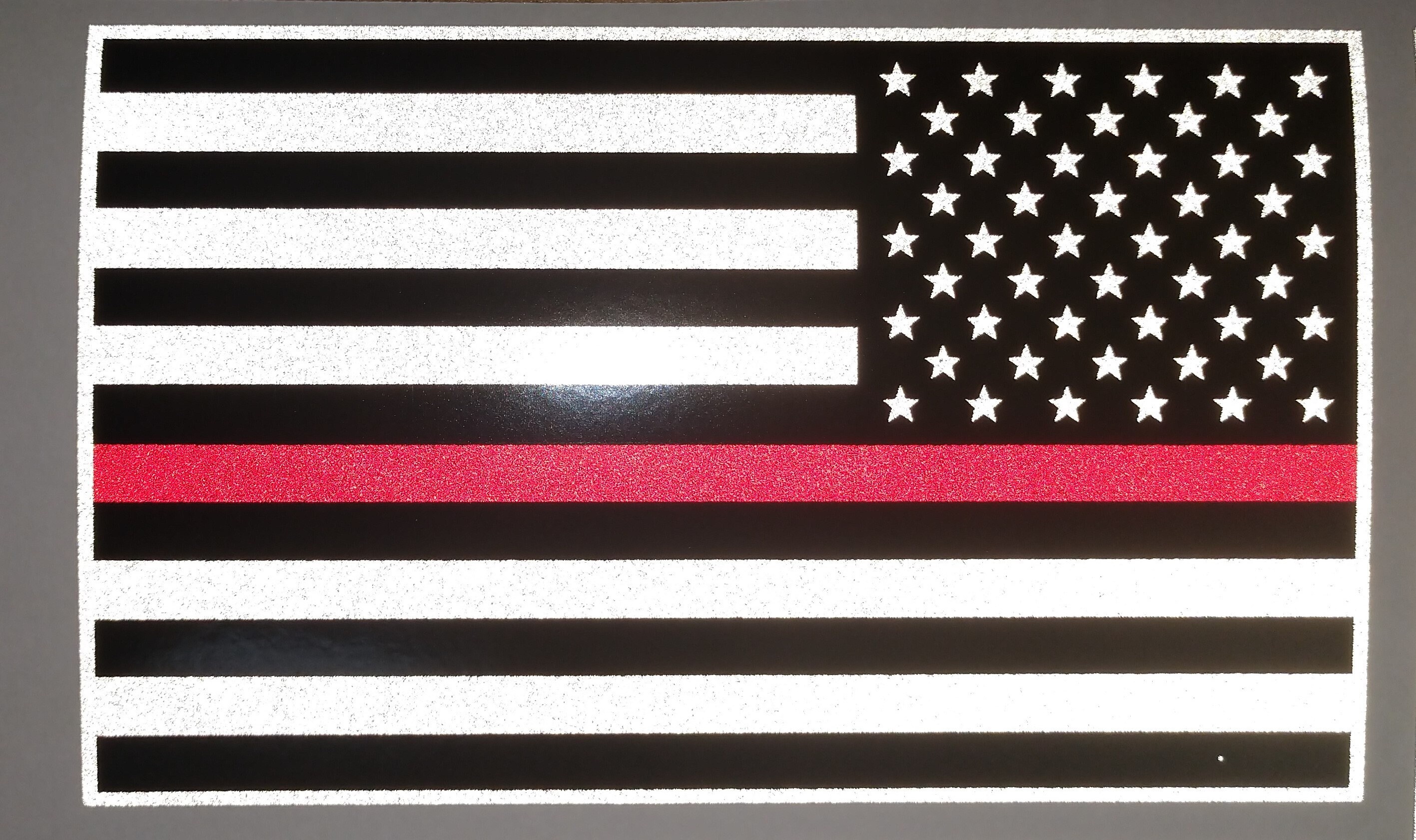 Reflective Black and White Reversed AMERICAN FLAG Thin Red Line Helmet ...