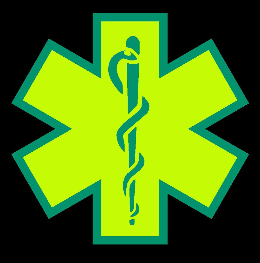 Green and Fluorescent Yellow Reflective Vinyl Star of Life Car or Fire ...
