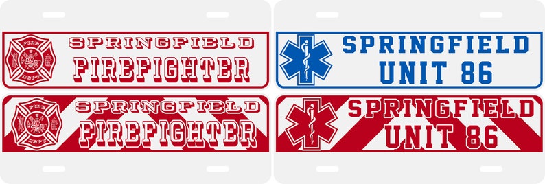 Custom Half License Plate Topper Reflective 4x12 Fire EMS Top or Bottom ...