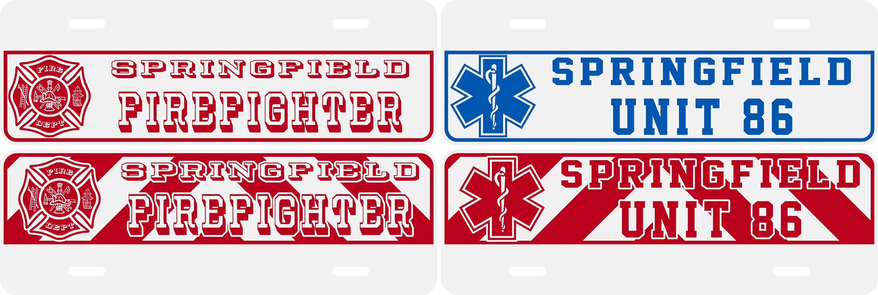 Custom Half License Plate Topper Reflective 4x12 Fire EMS Top or Bottom ...