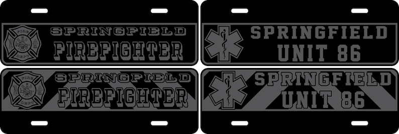 Custom Half License Plate Topper Reflective 4x12 Fire EMS Top or Bottom ...